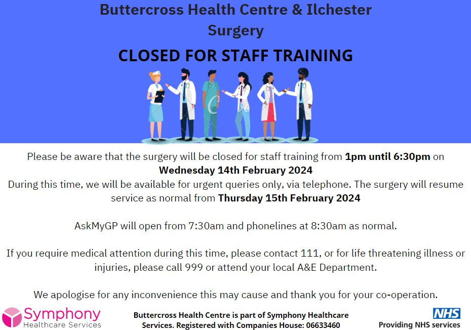 Half Day Closure 14/02/2024 - Buttercross Health Centre and Ilchester ...